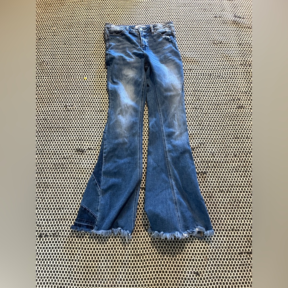 Vervet Distressed Blue Flare Jeans - Gem